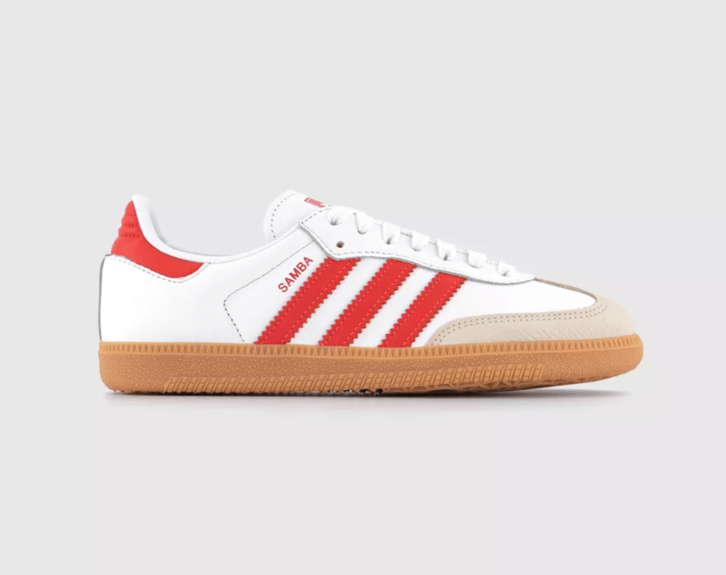 Adidas Samba OG in white and bright red – FootFlex